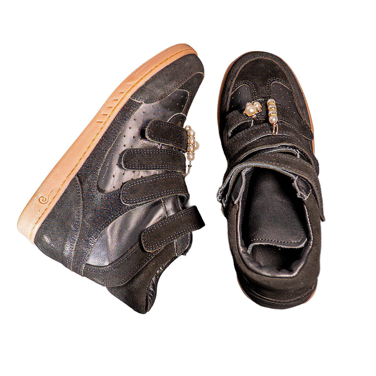 Tenis Botín 100% Piel Negra con Cuña 7 cm • Suela Antiderrapante • Pla ...